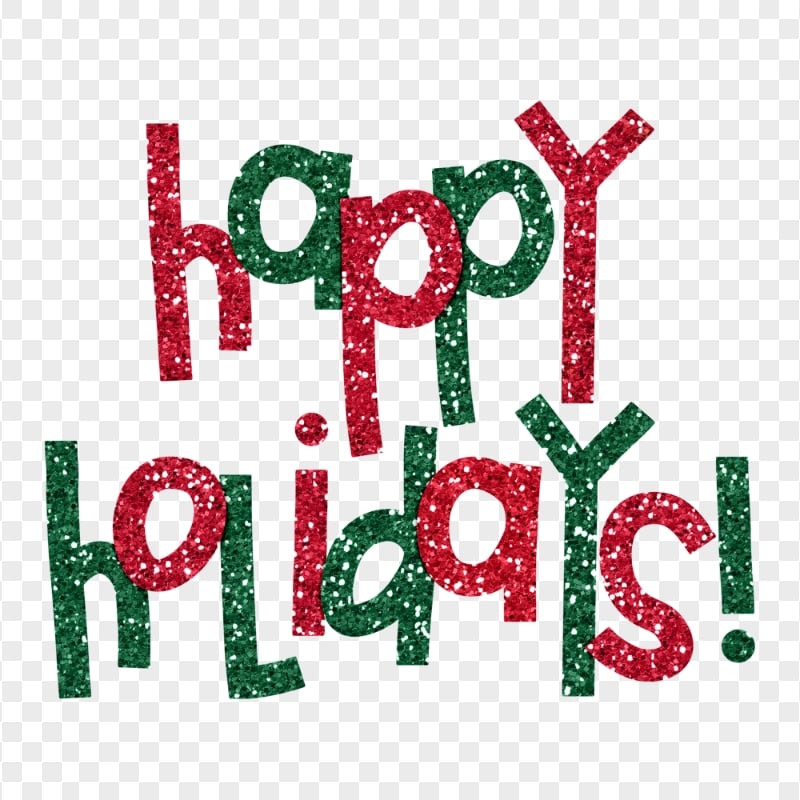 Green & Red Glitter Happy Holiday Letters HD PNG | Citypng