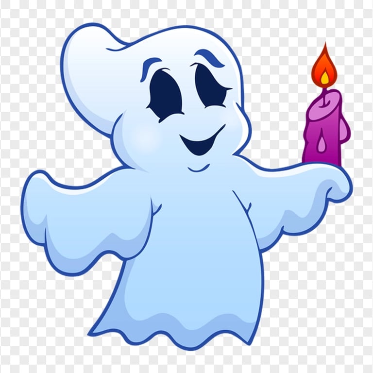 Cartoon Halloween Ghost Holding Candle PNG | Citypng
