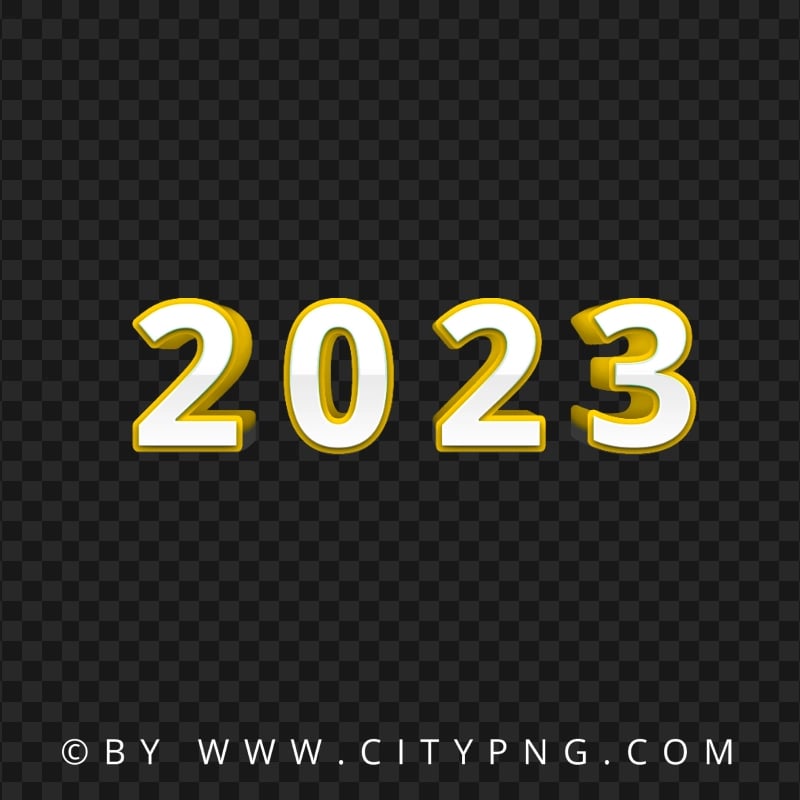 PNG 2023 Yellow & White 3D Text Logo | Citypng