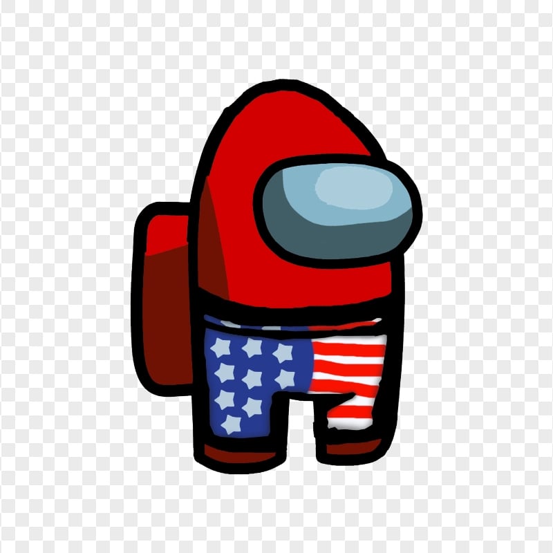 HD Red Among Us Crewmate Character With USA Flag Costume PNG | Citypng