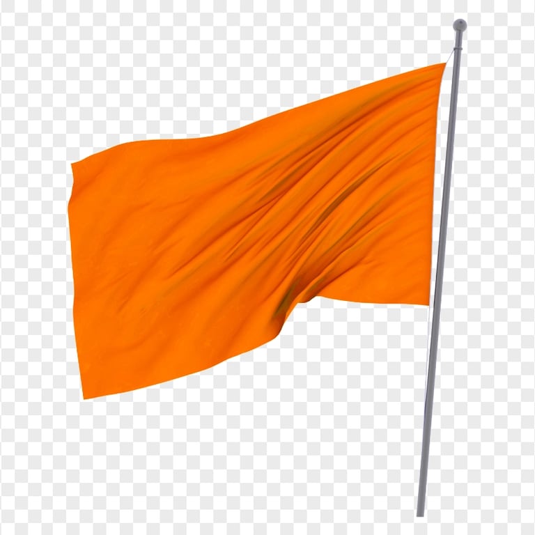 Orange Waving Blank Flag On Pole Transparent PNG | Citypng