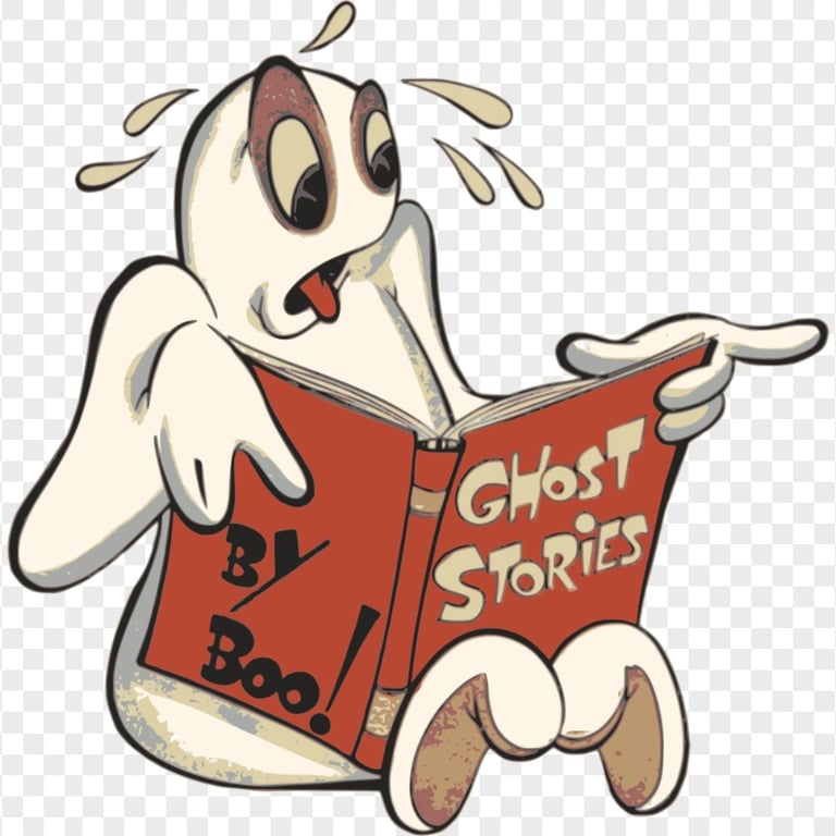 HD Cartoon Boo Reading Ghost Stories Book PNG | Citypng
