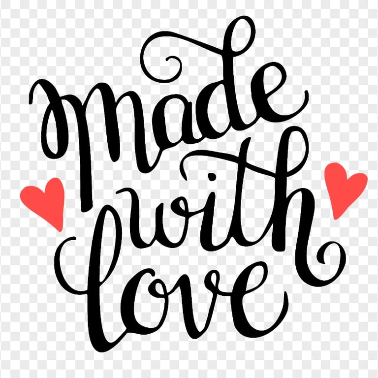 HD Made With Love Calligraphy Red Text Illustration Transparent PNG ...