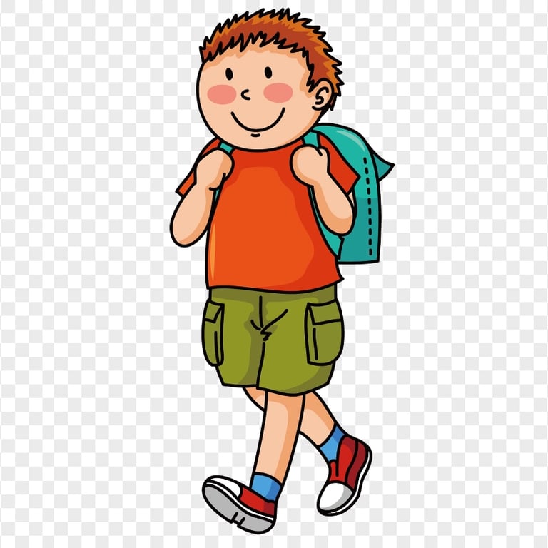 Cartoon Boy With School Backpack PNG | Citypng