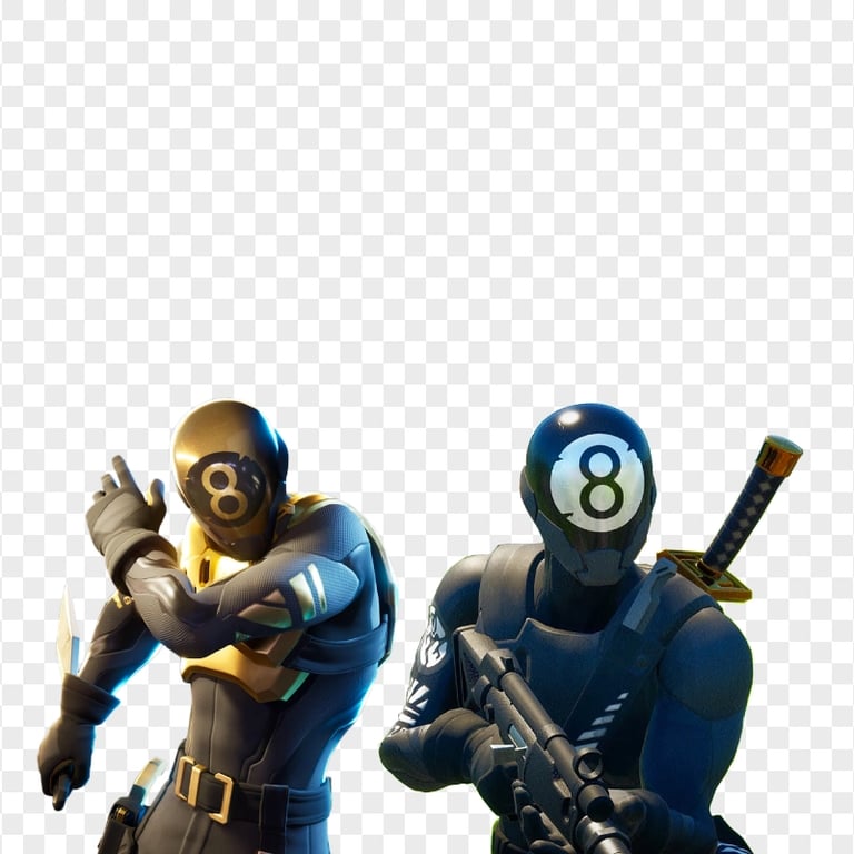 HD Fortnite 8 Ball & Gold Characters PNG | Citypng