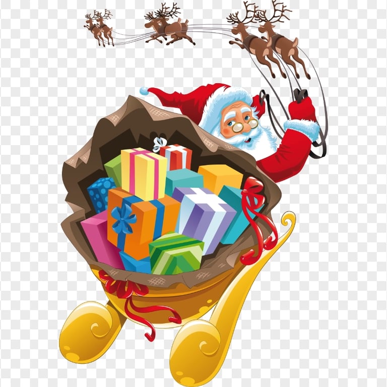 HD Santa Ride Sleigh Sled Illustration PNG | Citypng