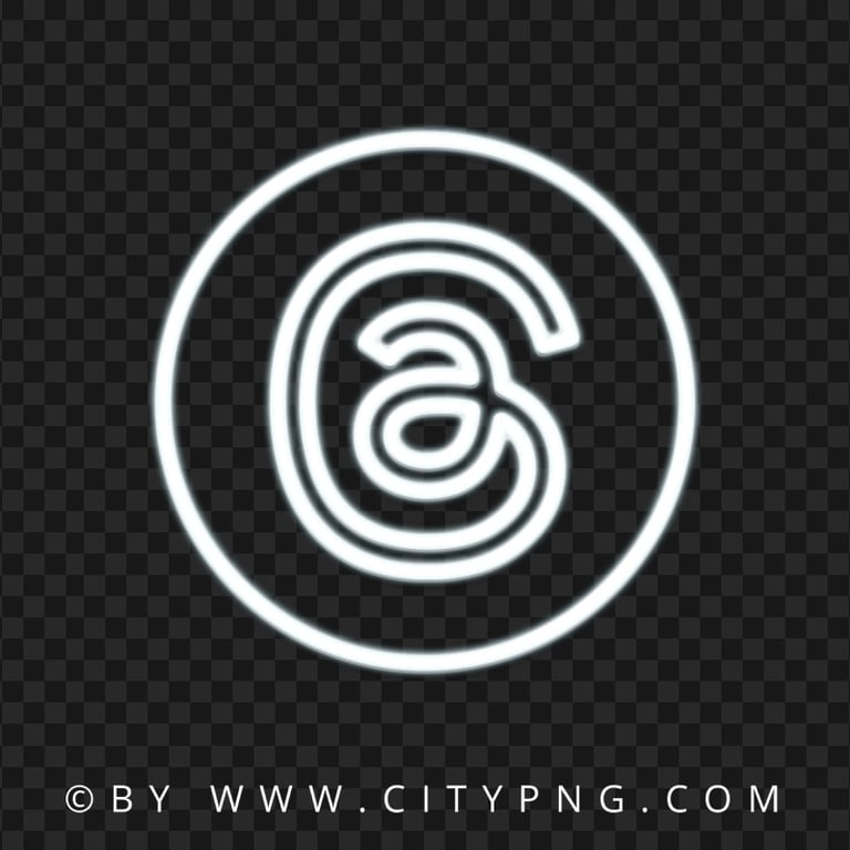 Threads White Neon Glowing App Logo Icon FREE PNG | Citypng