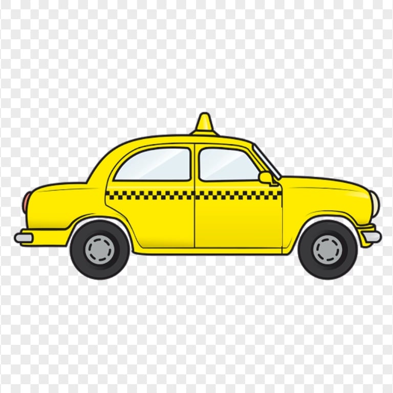 Side View Of Clipart Cartoon Taxi Cab Car HD PNG | Citypng