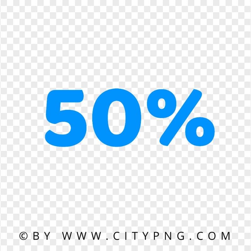 Blue 50% Percent Text Number PNG Image | Citypng