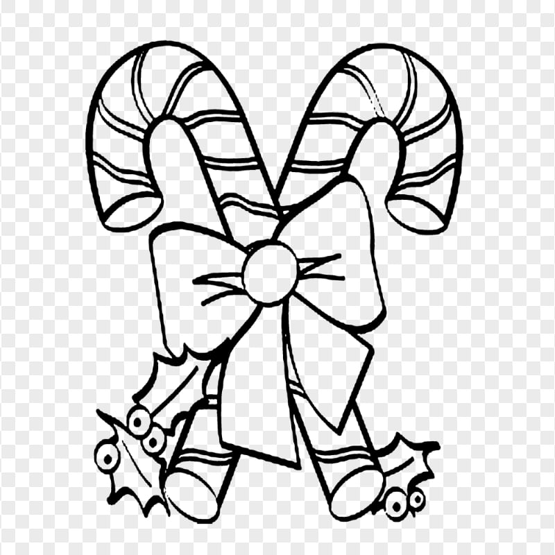 Outline Two Decorated Candy Canes PNG | Citypng