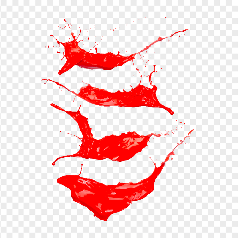 Set Of Four Red Paints Splash Transparent PNG | Citypng