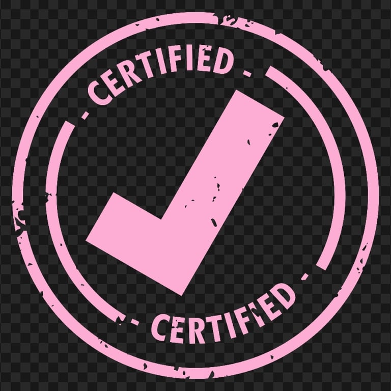 HD Pink Round Certified Stamp With Check Mark Transparent PNG | Citypng