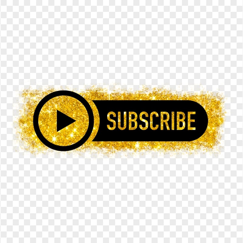 HD Youtube Black & Gold Glitter Subscribe Button Logo PNG | Citypng