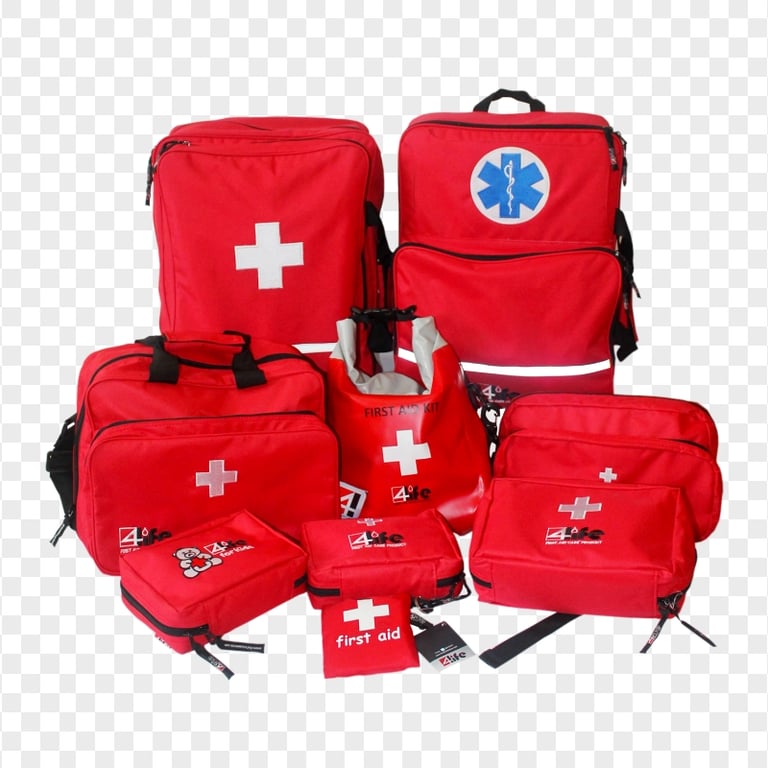 Group Of Red Medical Emergency First Aid Kit Bags | Citypng