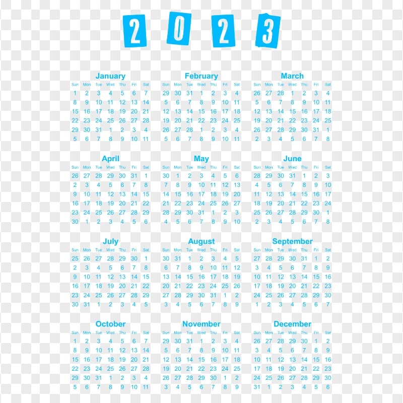2023 Calendar Blue Colour HD PNG | Citypng