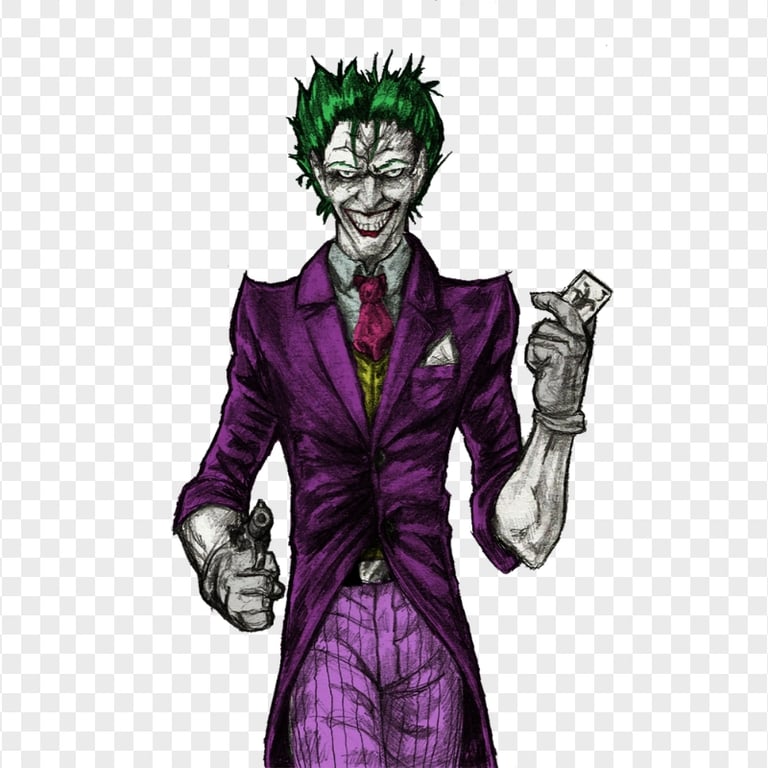 Drawing Joker Hold Gun And Card Cartoon | Citypng