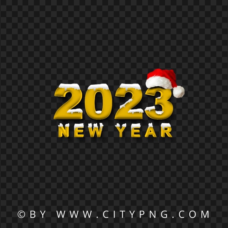 HD PNG 2023 Snowy Yellow Logo With Santa Hat | Citypng