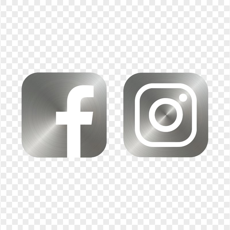 HD Facebook Instagram White & Silver Metal Logos Icons PNG | Citypng