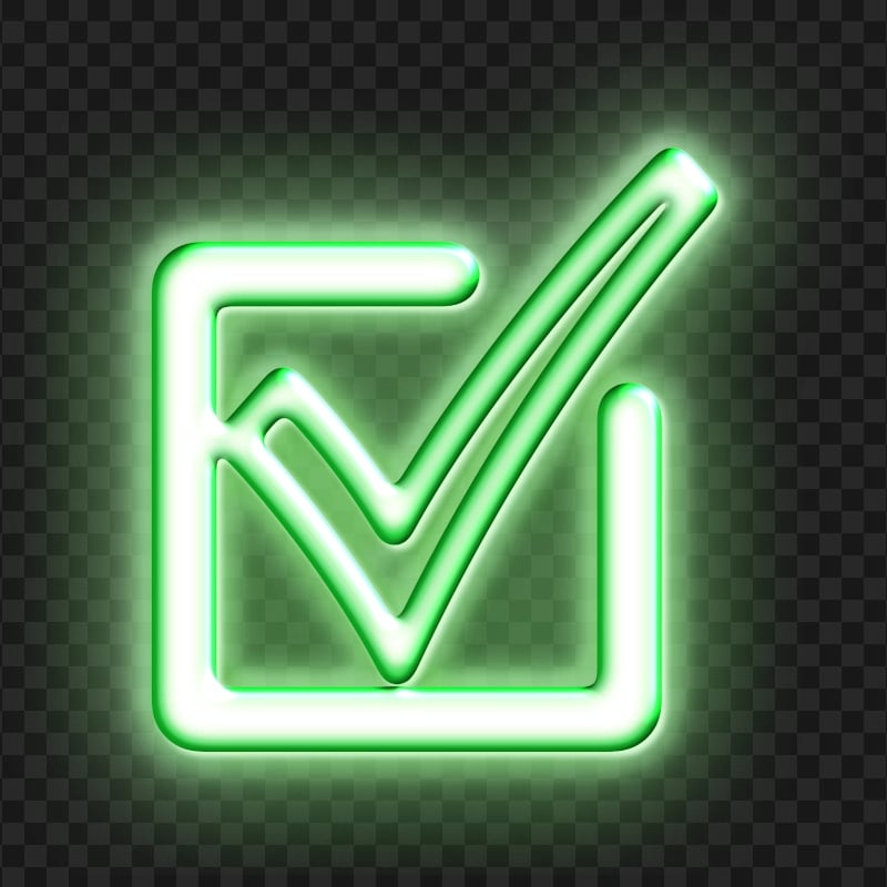 HD Green Neon Checkbox Tick Mark Symbol Icon PNG | Citypng