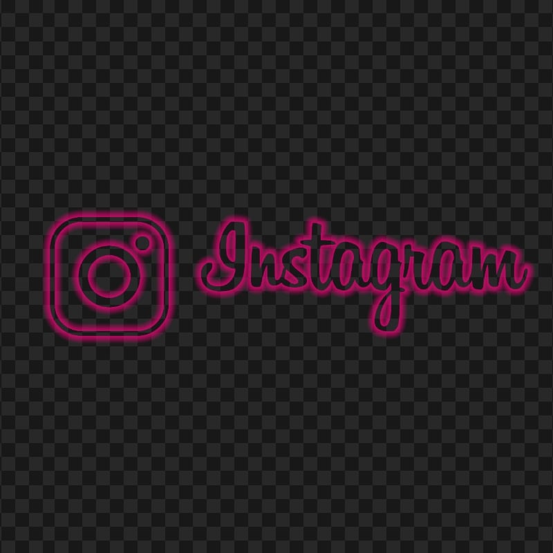HD Pink Neon Instagram Insta Logo Text & Sign PNG | Citypng