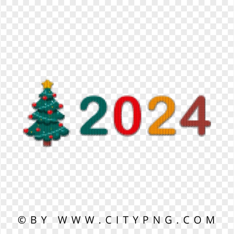 Colorful 2024 Text Number Embroidery Effect PNG Image | Citypng