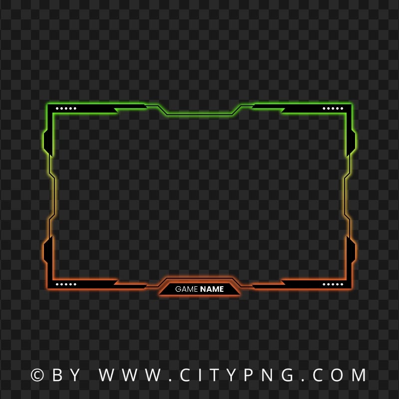 Live Streaming Frame Overlay Neon Green To Orange HD PNG | Citypng