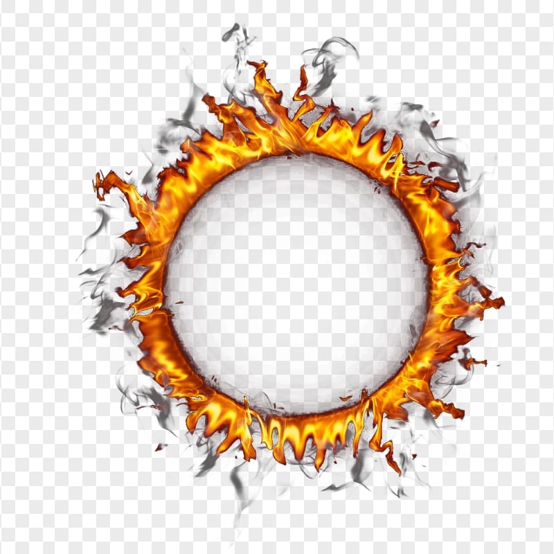 Round Outline Frame Border Fire Flame With Smoke | Citypng