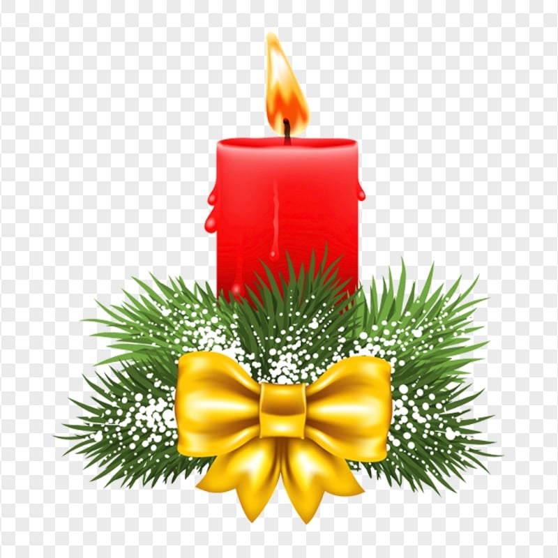 HD Red Burning Candle With Yellow Ribbon Bow PNG | Citypng