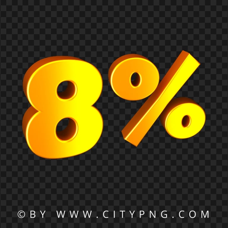 8% Eight Percent Yellow Orange Text PNG Image | Citypng