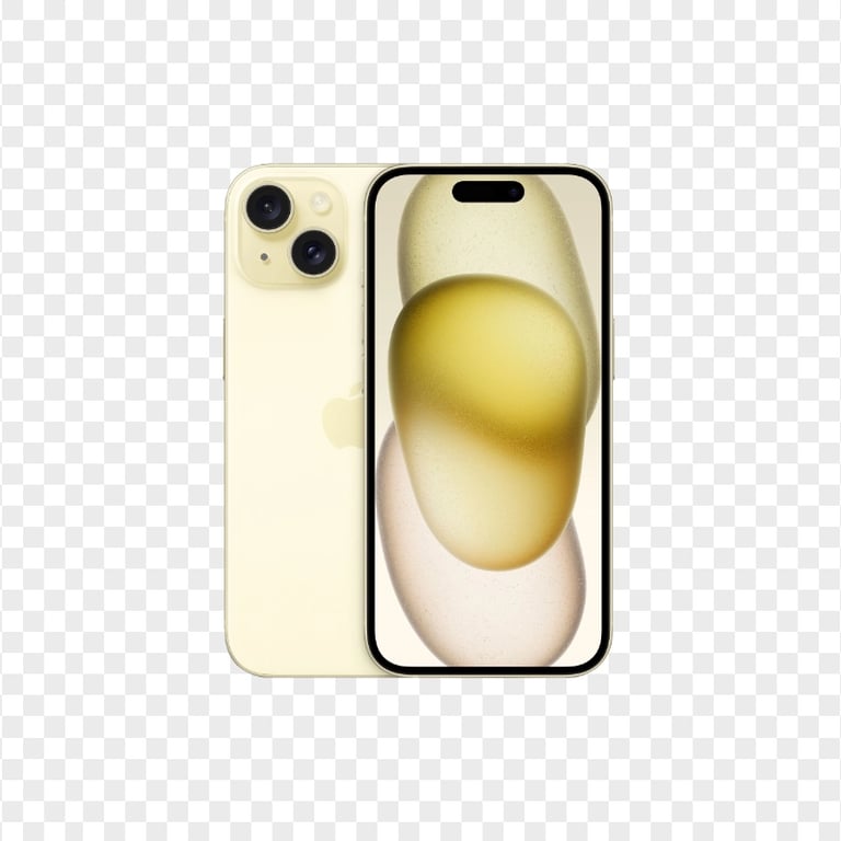 Front and Back Yellow Apple iPhone 15 PNG IMG | Citypng