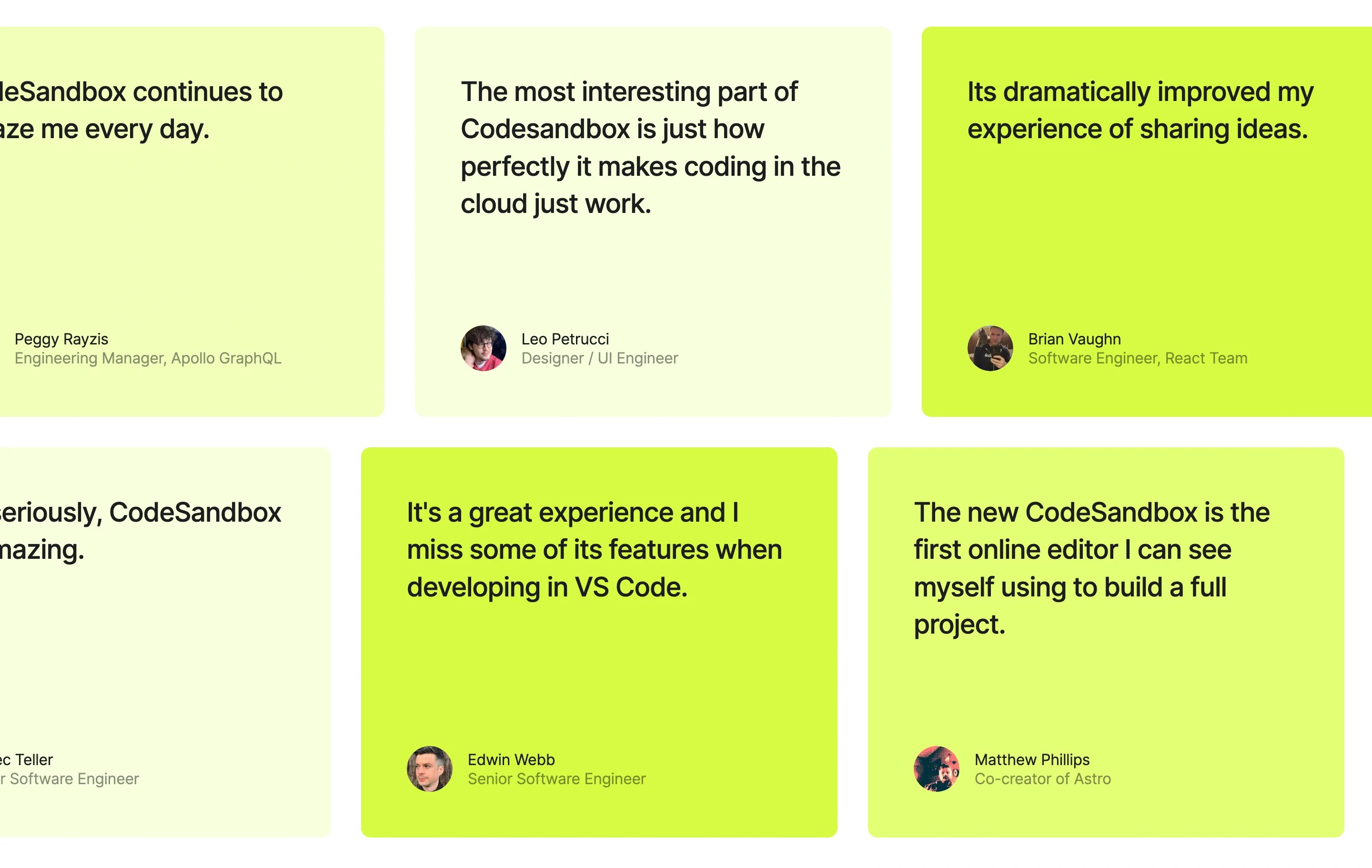 Codesandbox Home Page Section Testimonial | Testimonial Section Design ...