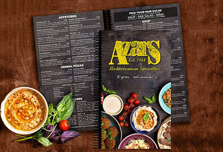 Menu Printing Phoenix - Restaurant Take Out, Placemat, Tags, Etc.