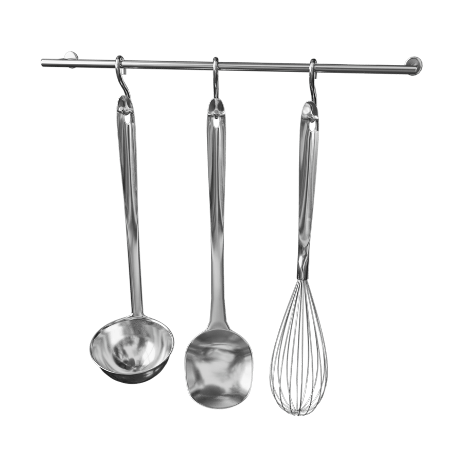 Three Stainless Steel Hanging Utensils Models - Poliigon Three Stainless Steel Hanging Utensils Models - Poliigon