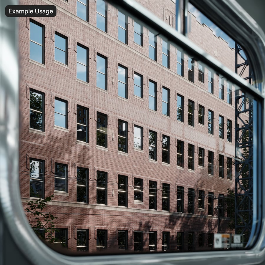 Beaux-Arts Commercial Brick Facade Aerial Texture, Red - Poliigon