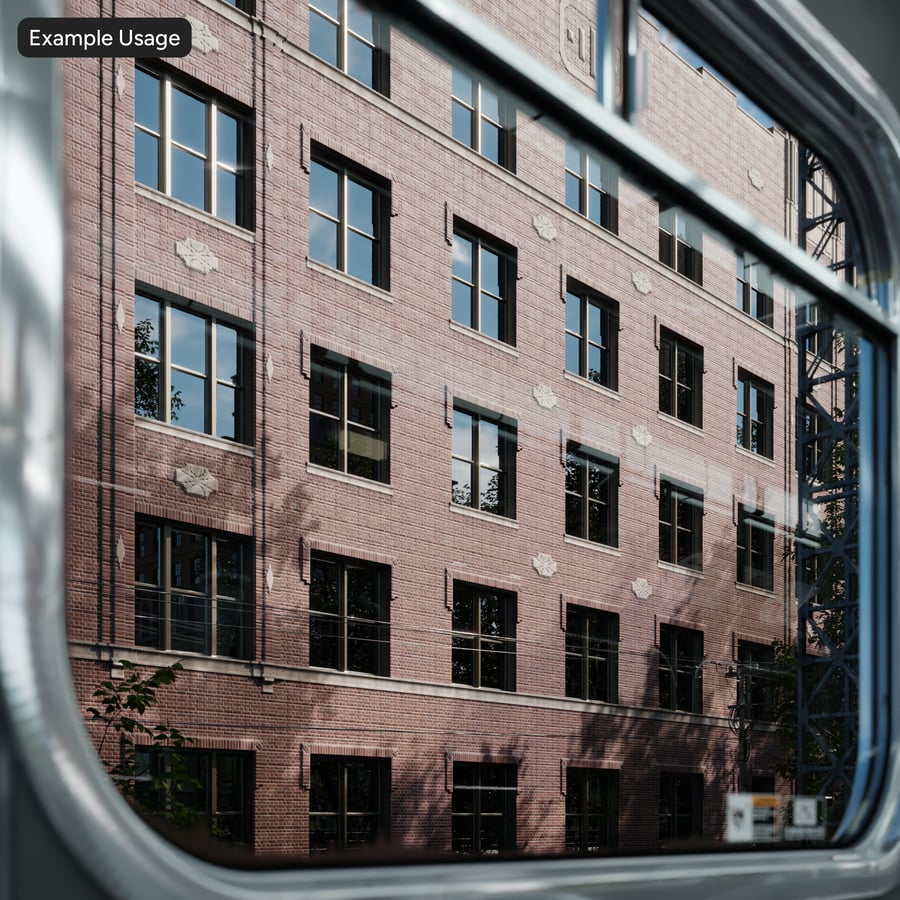 Beaux-Arts Multi-Story Brick Facade Aerial Texture, Red - Poliigon
