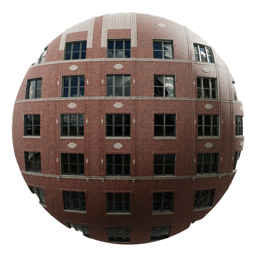 Beaux-Arts Brick Facade Aerial Texture, Red - Poliigon