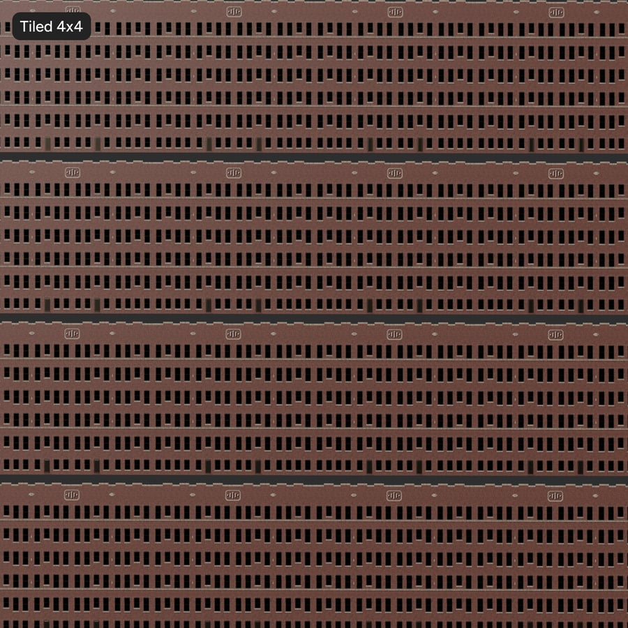 Beaux-Arts Commercial Brick Facade Aerial Texture, Red - Poliigon