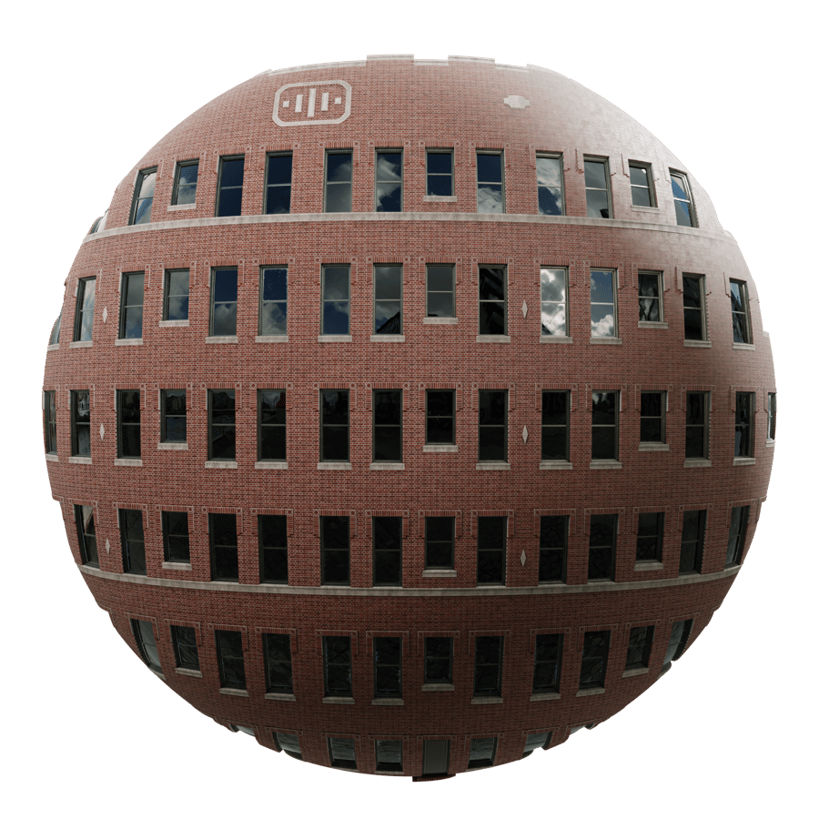 Beaux-Arts Commercial Brick Facade Aerial Texture, Red - Poliigon