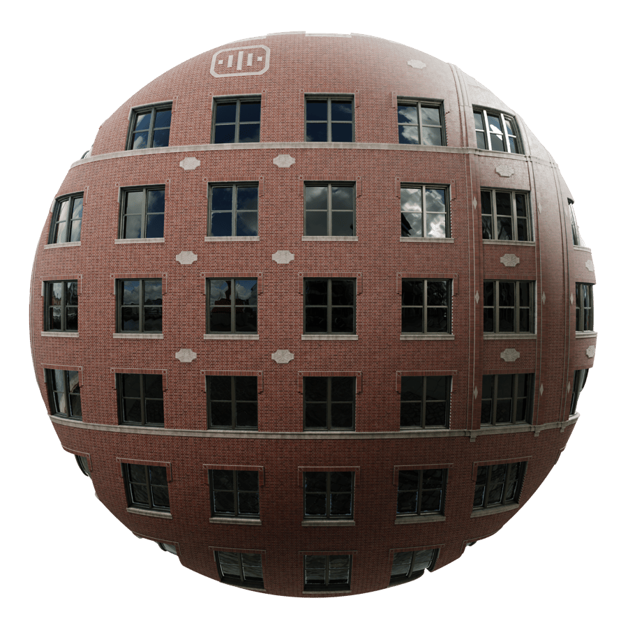 Beaux-Arts Multi-Story Brick Facade Aerial Texture, Red - Poliigon