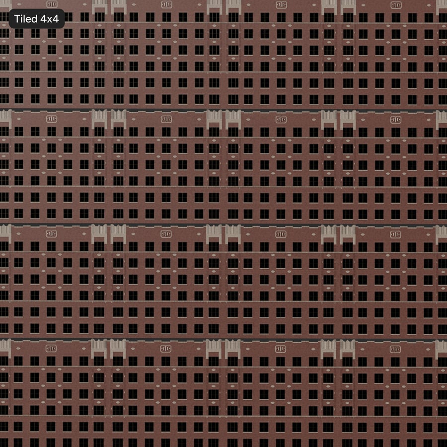 Beaux-Arts Multi-Story Brick Facade Aerial Texture, Red - Poliigon