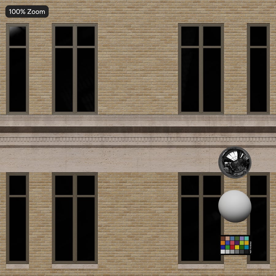 Beaux-Arts Brick Facade Aerial Texture, Cream - Poliigon