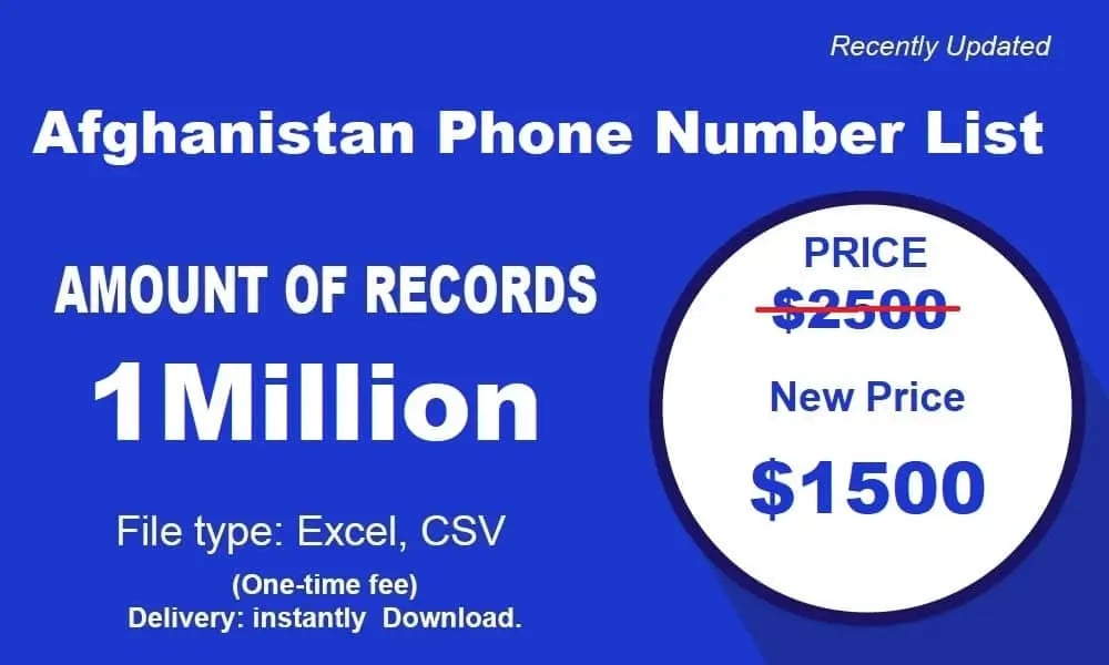 Afghanistan Mobile Phone Number List | Latest Mailing Database