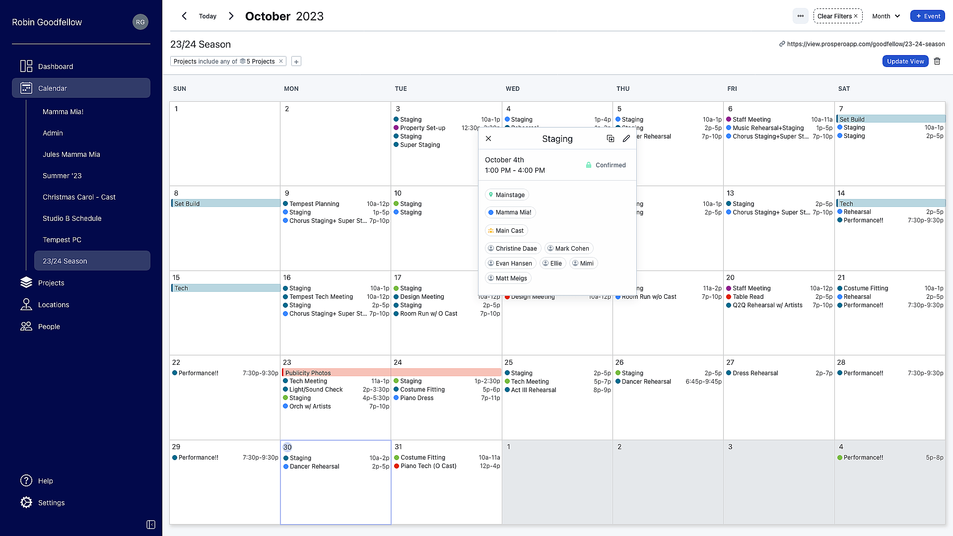 Prospero: Software for the stage