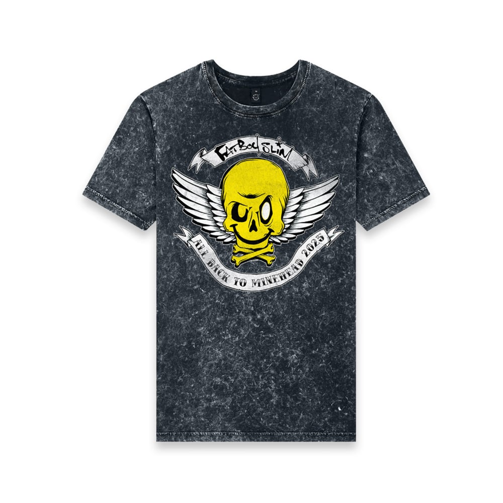 Acid Wash Black 'All Back To Minehead Skull 2025' T-Shirt | Fatboy Slim ...