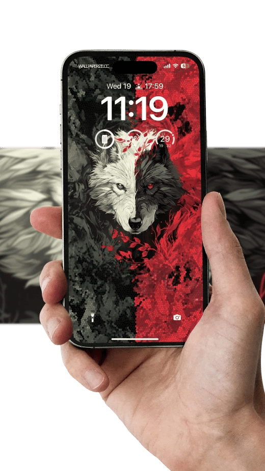 Dual Nature Wolf Art Wallpaper - Monochrome and Red Duality Theme ...