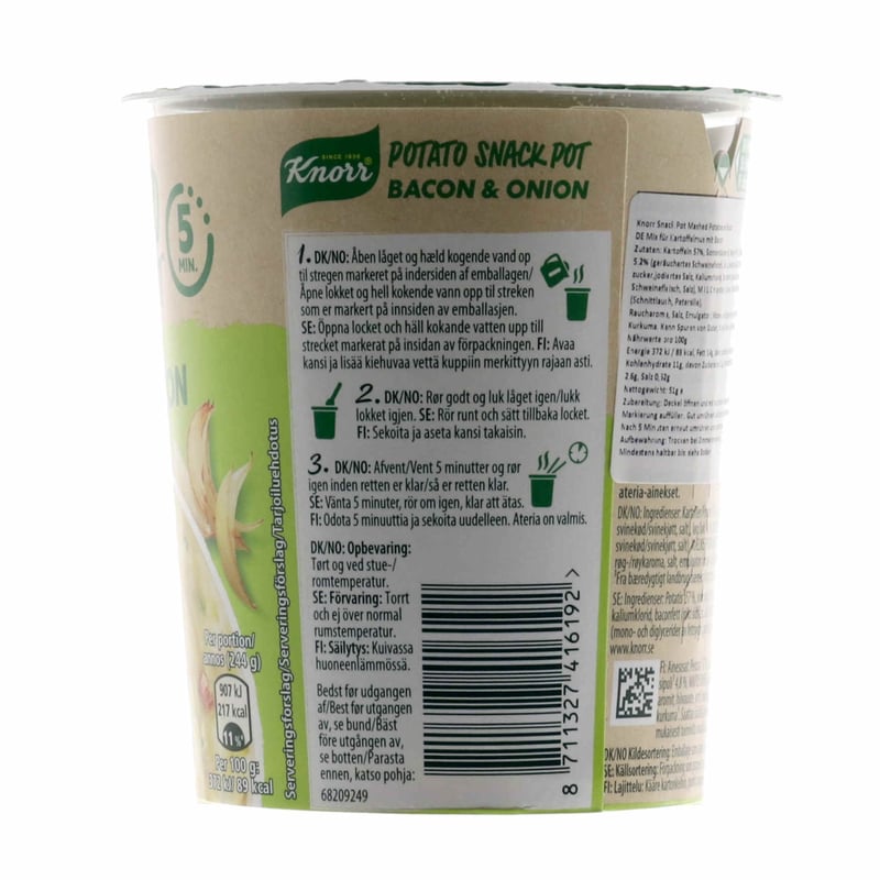 Knorr Snack Pot Mashed Potatoes m. Bacon 51 g.