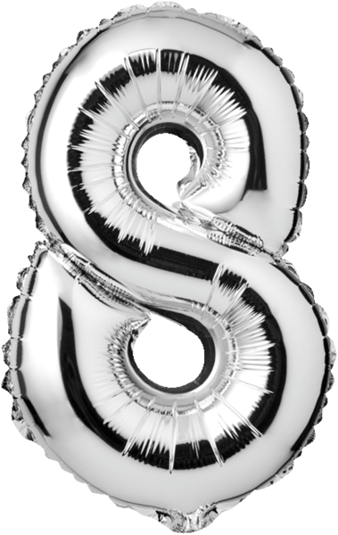 Folieballon nr. 8 Sølv 1 stk. H60 cm