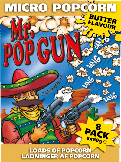 Mr. Popgun Popcorn Til Mikroovn m. Smør 8x80 g