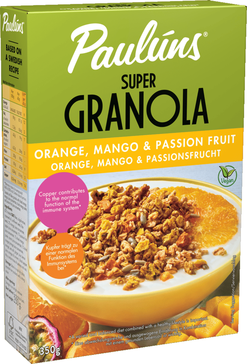 Paulúns Granola Appelsin/Mango/Passion