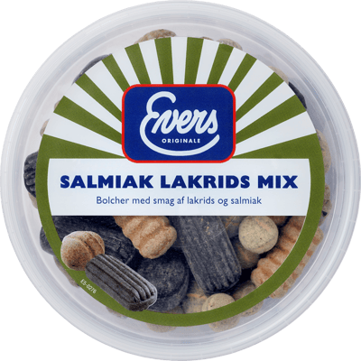 Evers Salmiak Lakrids Mix 180g bøtte